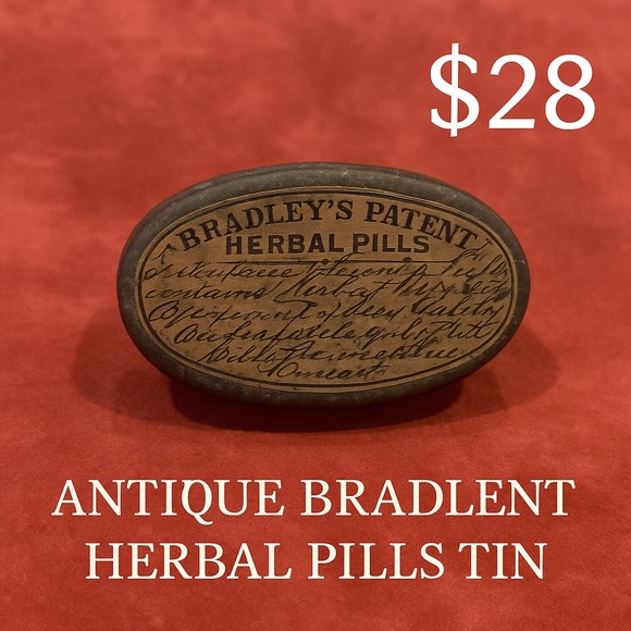 Accents | Antique Bradleys Patent Herbal Pills Tin Victorian Apothecary ...